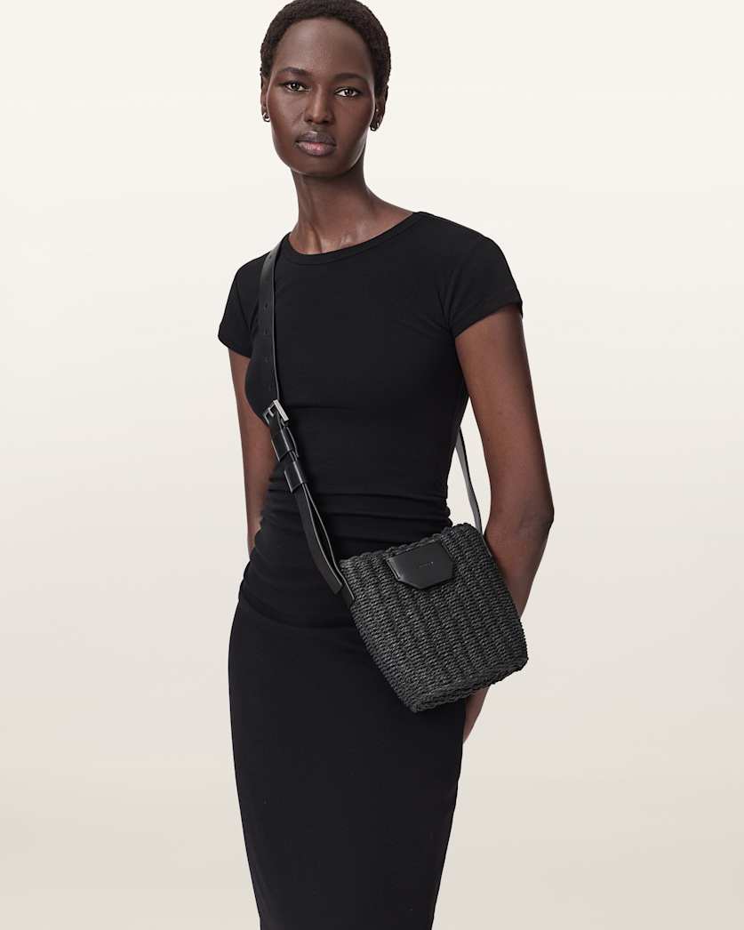 Alba Paper Crossbody Bag Black | ALLSAINTS FR